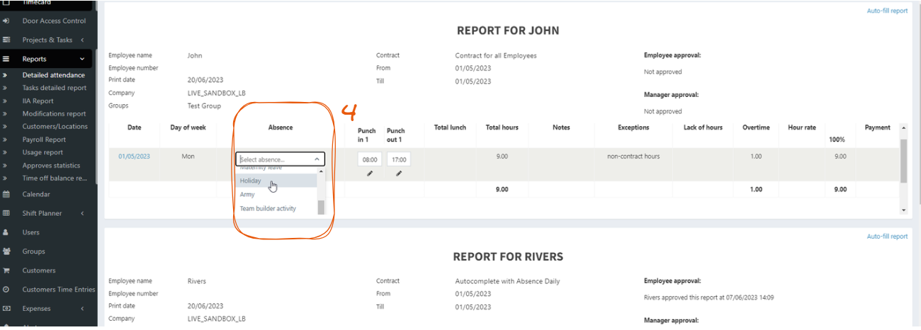 How to Report Absences for More Than One Employee At a Time - TimeClock ...